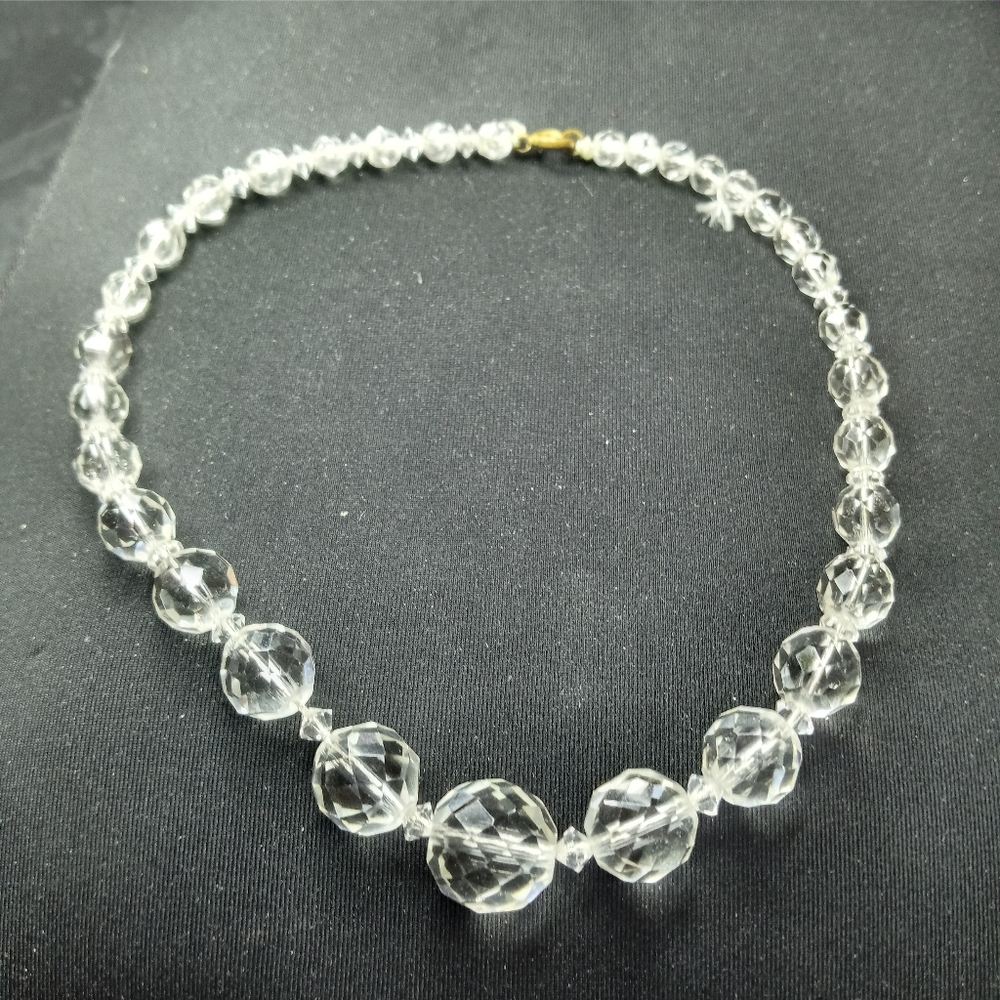 Vintage Clear Plastic Beaded Necklace - Gem